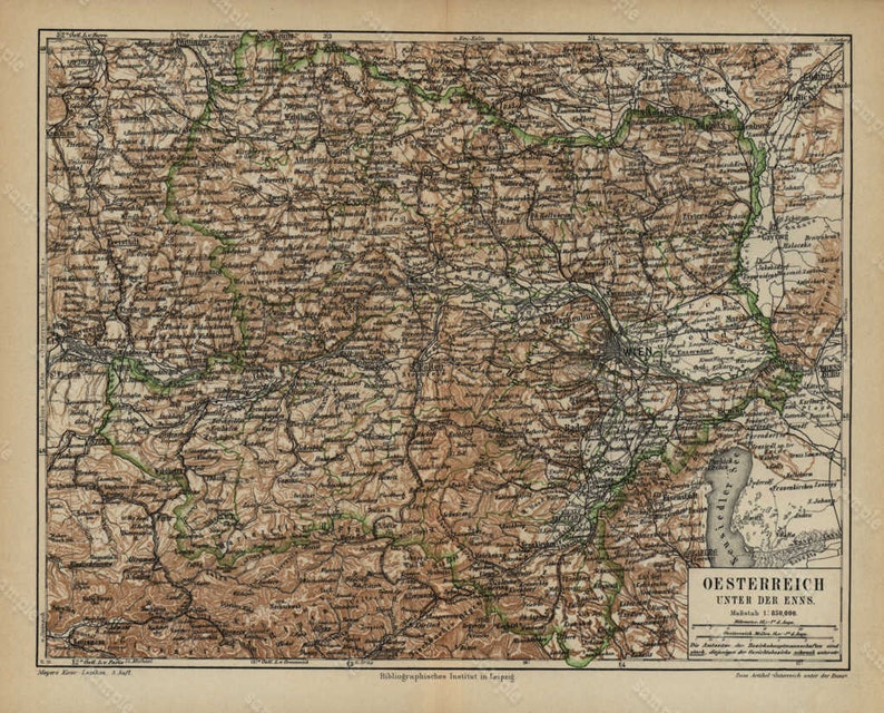 Map of Oesterreich Unter Der Enns Antique Original Map Print - Etsy