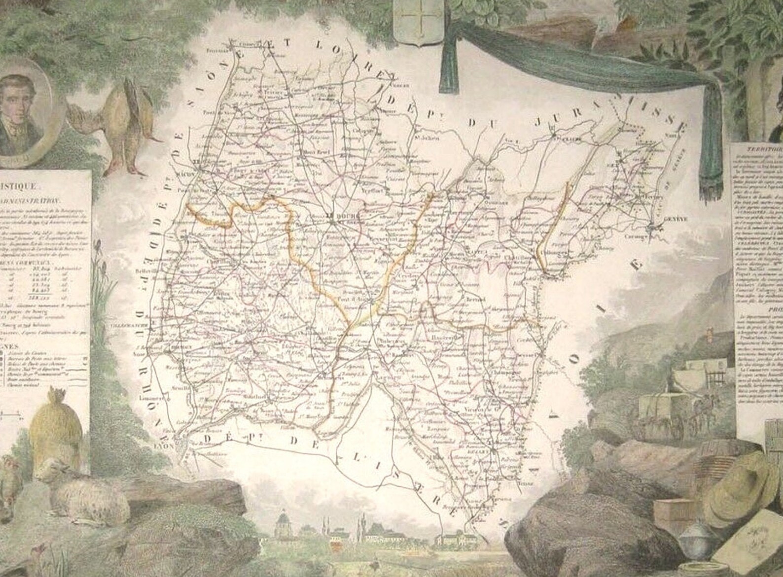 Original Hand Color France Colonies Map Circa 1852 Large Map 52.5 X 35. ...