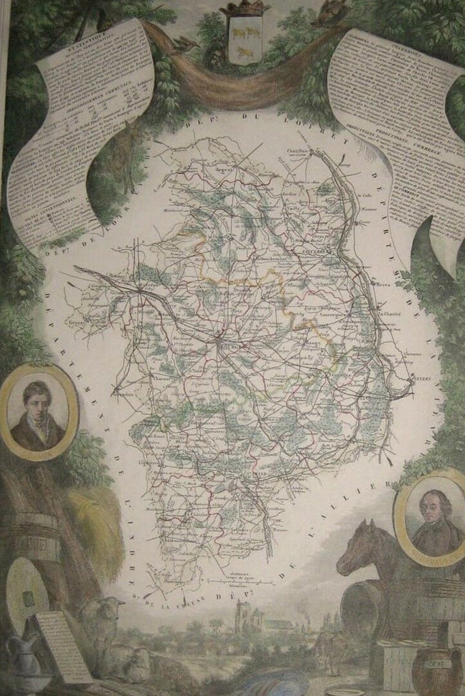 Original Hand Color France Colonies Map Circa 1852 Large Map 52.5 X 35. ...
