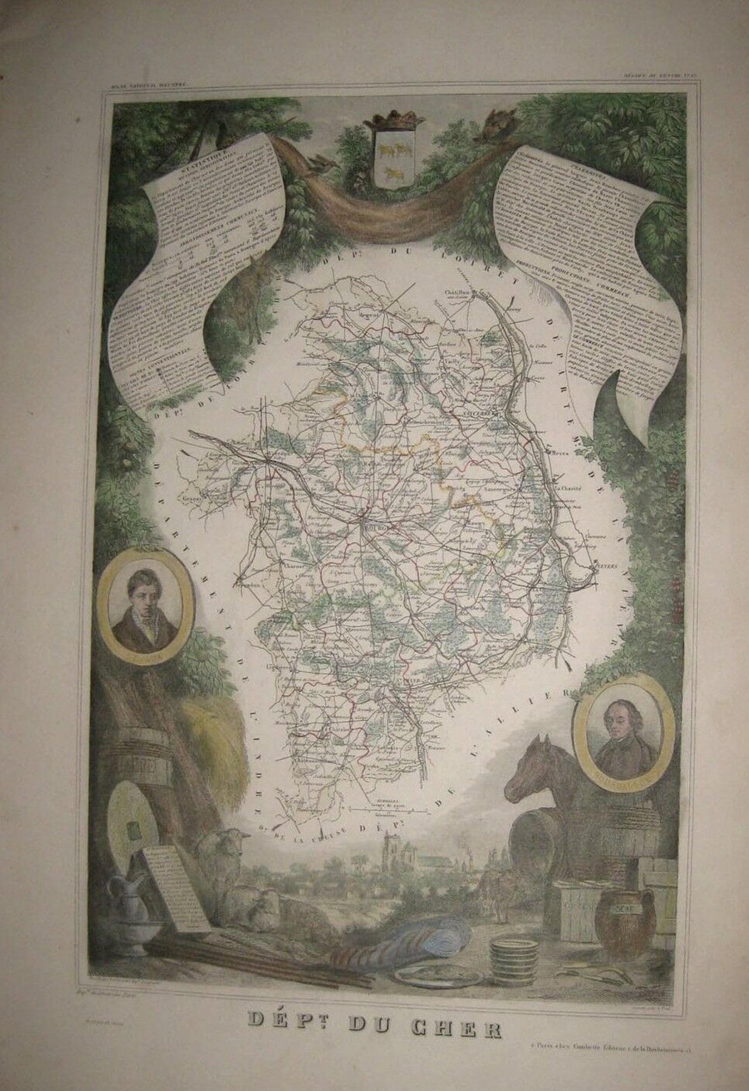 Original Hand Color France Colonies Map Circa 1852 Large Map 52.5 X 35. ...