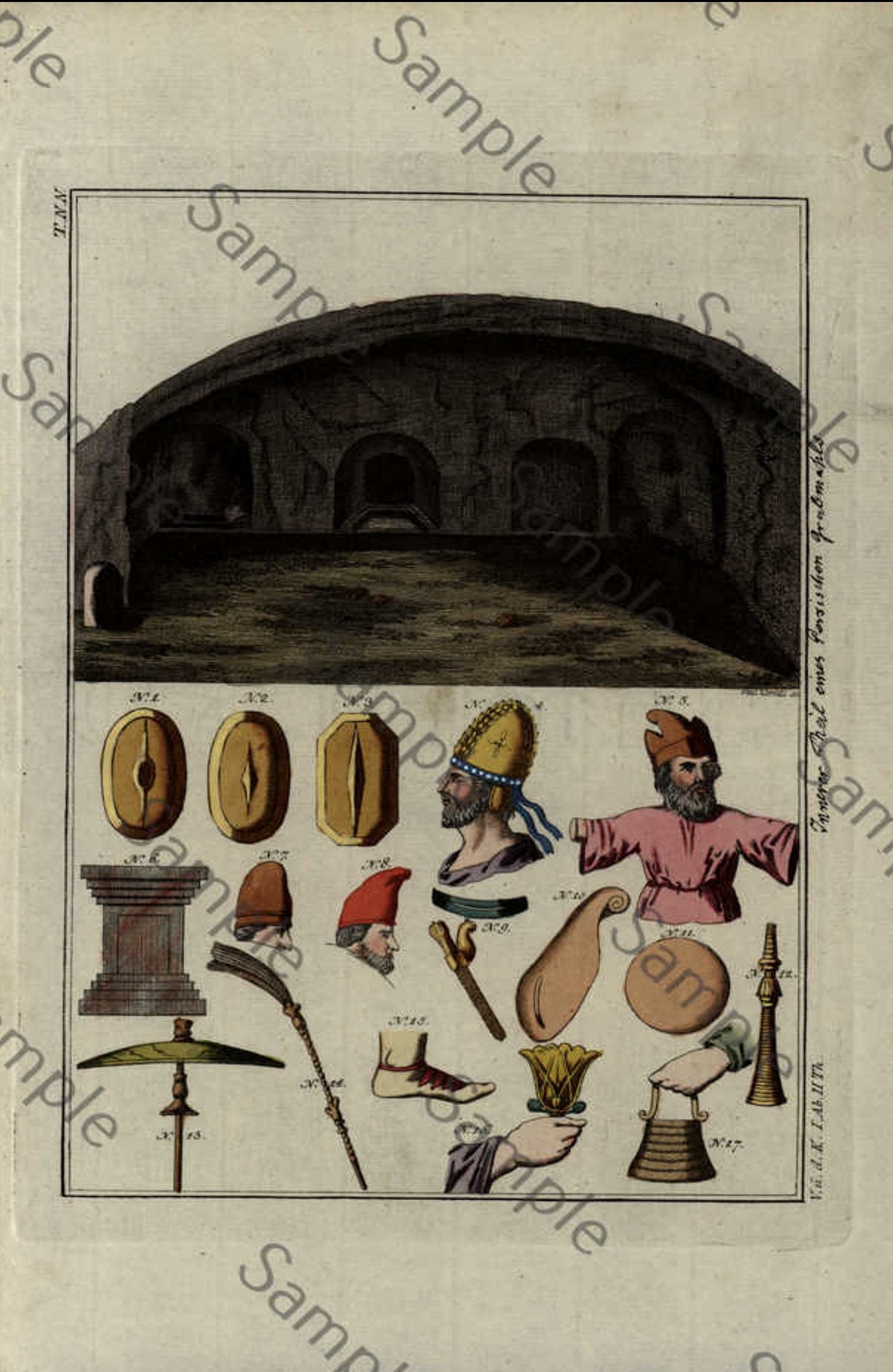 18th Century Antique Original Architecture Hand Colored Engraving Circa ...