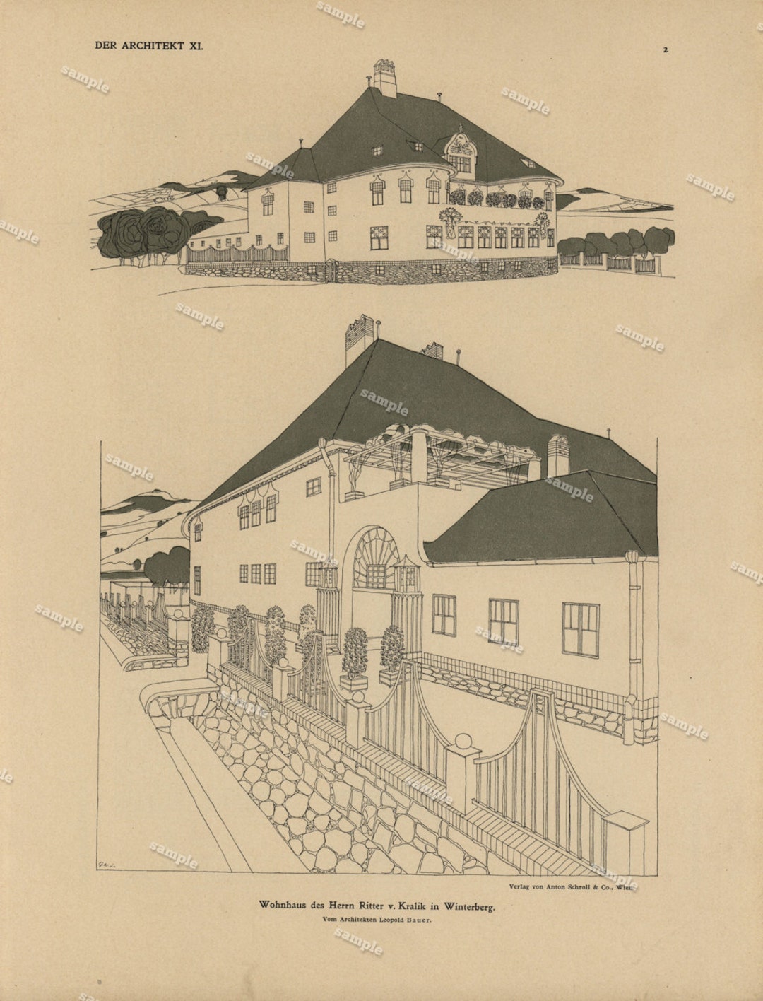 1905 Original Architecture Color Lithograph Decorative Art Wall Art ...