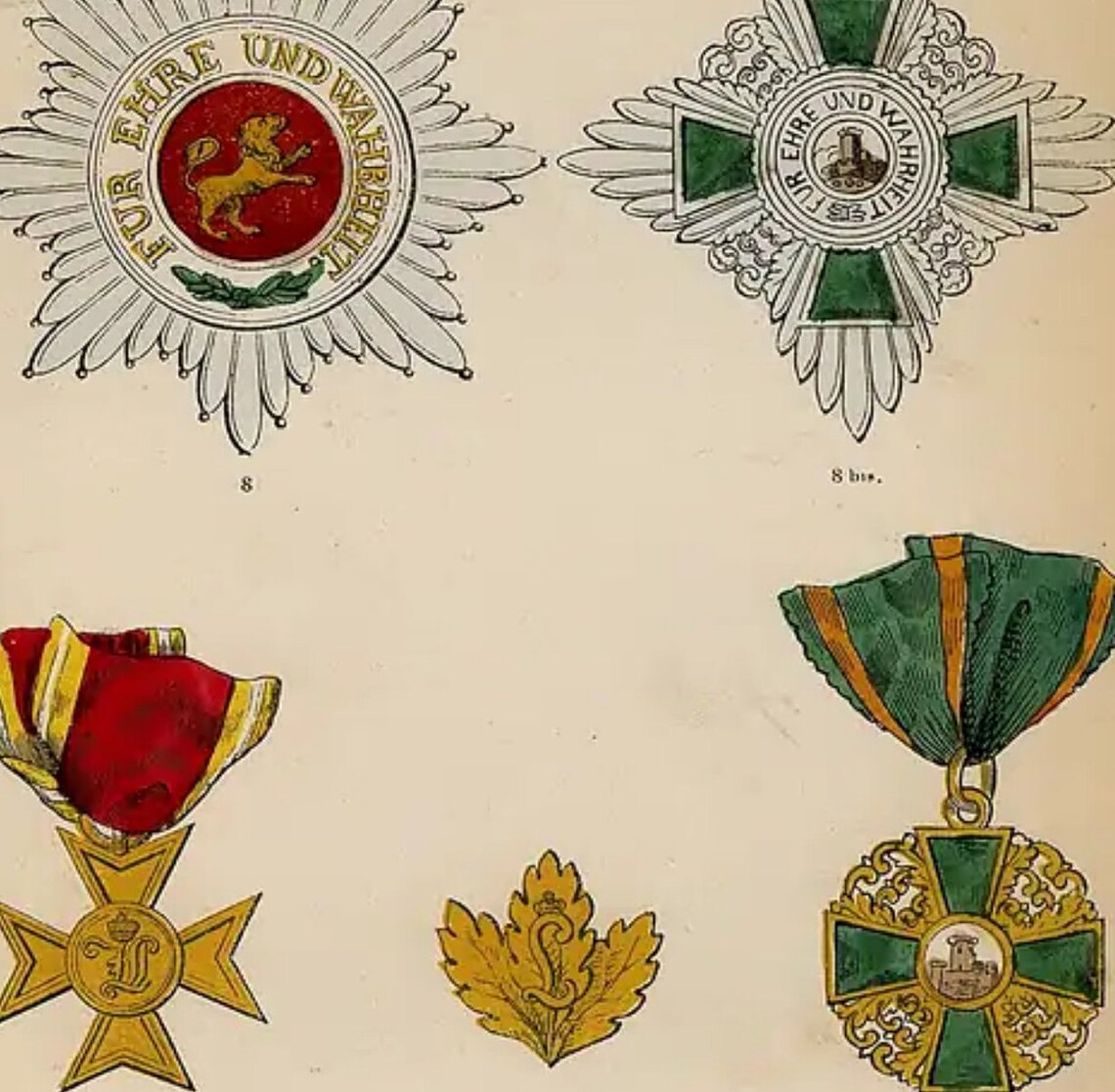 Rare Original Hand Color Knighthood and Decorations of Honor Medals and ...