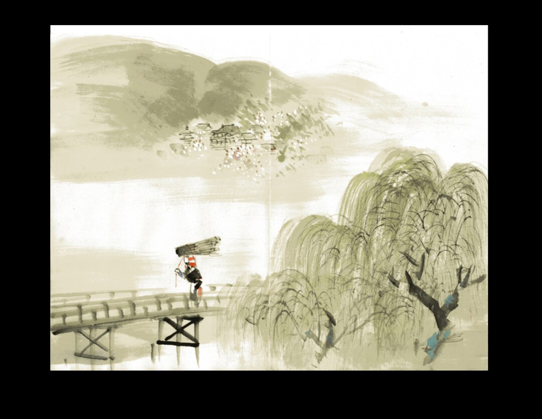 Original Hand Drawn Hand Painted Japanese Print Landscape & Scenery - Etsy