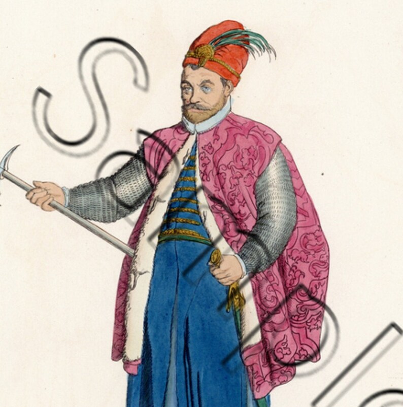 Antique French Hand Colored Original Costume Print Raphael Jacquemin ...