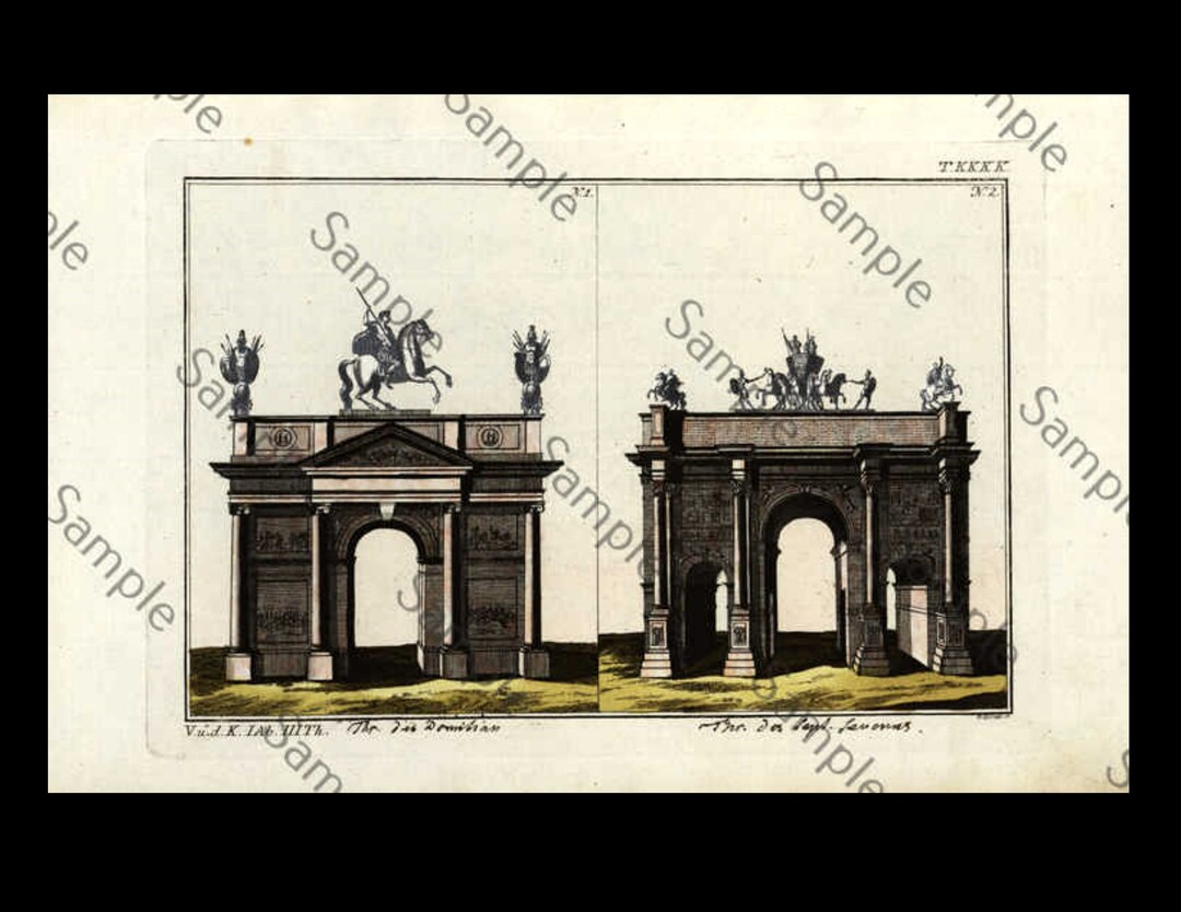 Antique Original Architecture Hand Colored Engraving Circa 1790 Middle ...