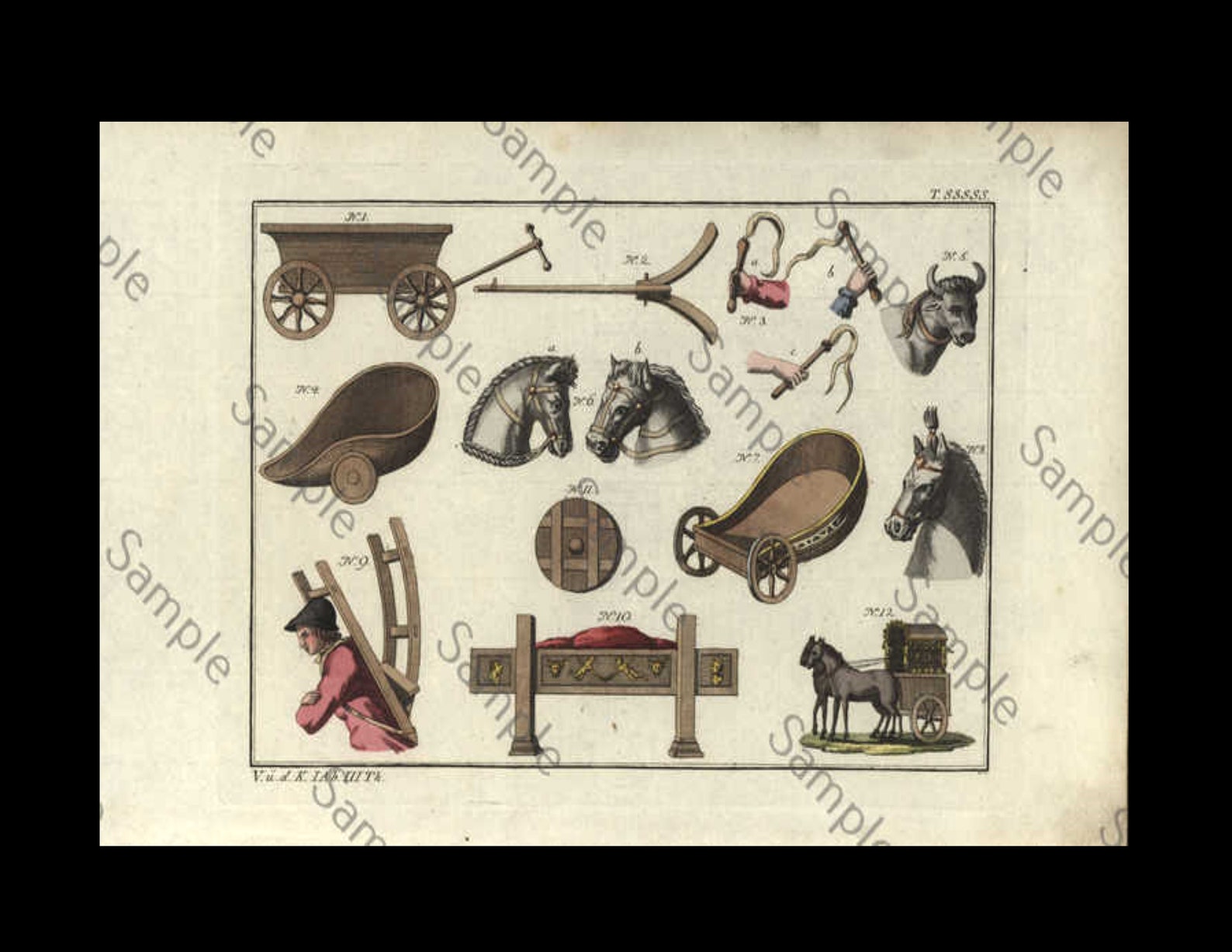 18th Century Antique Original Architecture Hand Colored Engraving Circa ...