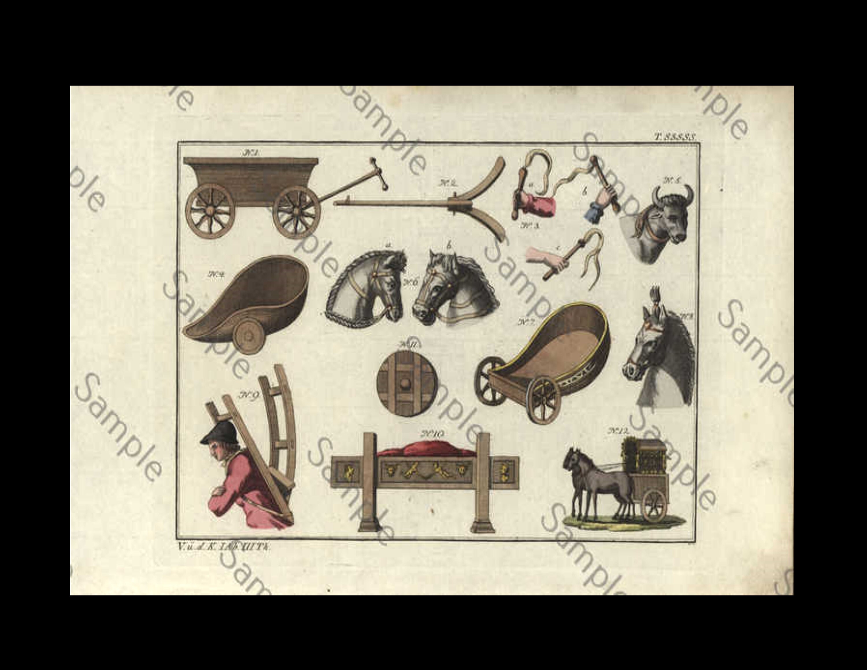 18th Century Antique Original Architecture Hand Colored Engraving Circa ...