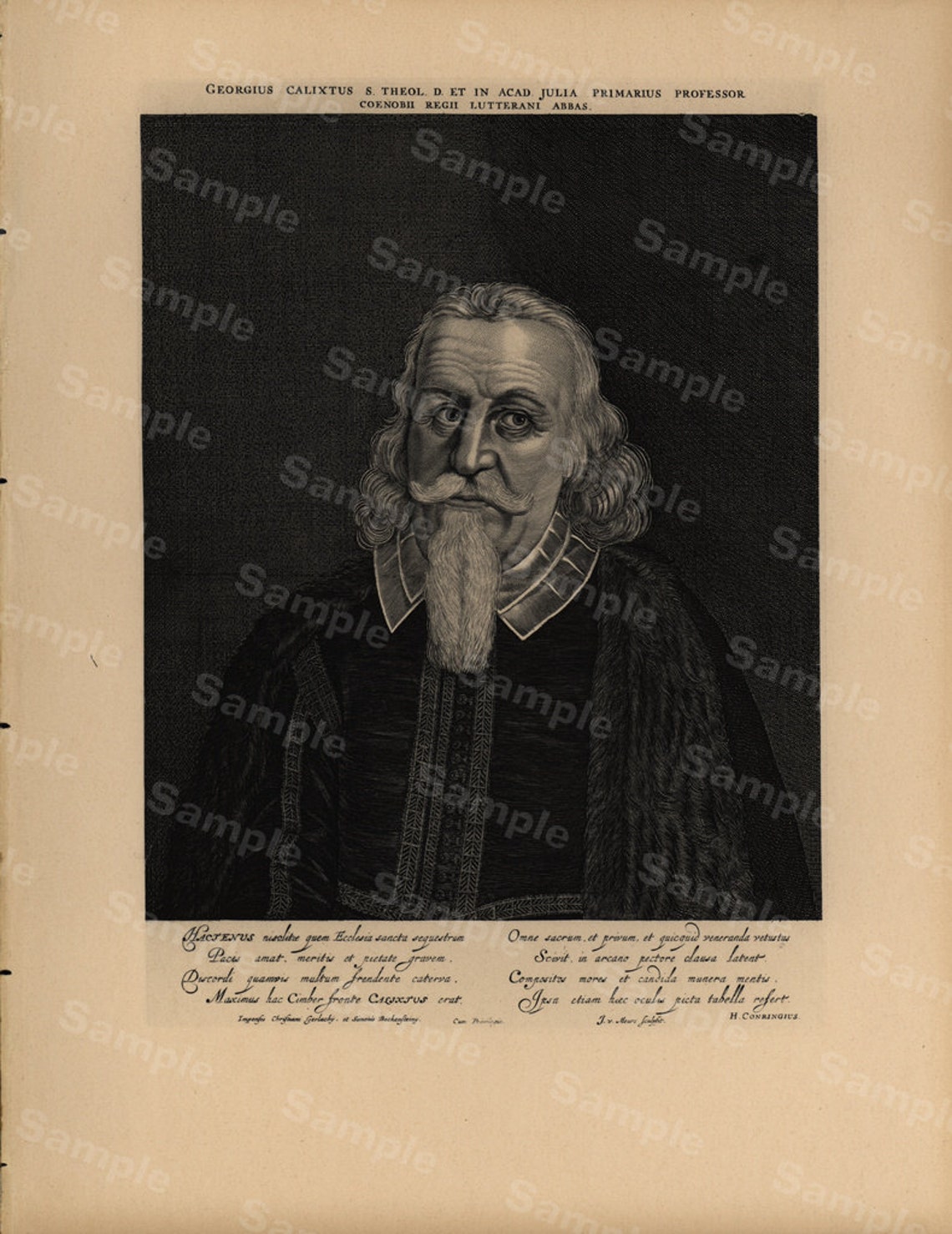 19th Century Original Antique Portrait of Georg Calixtus Large Size ...