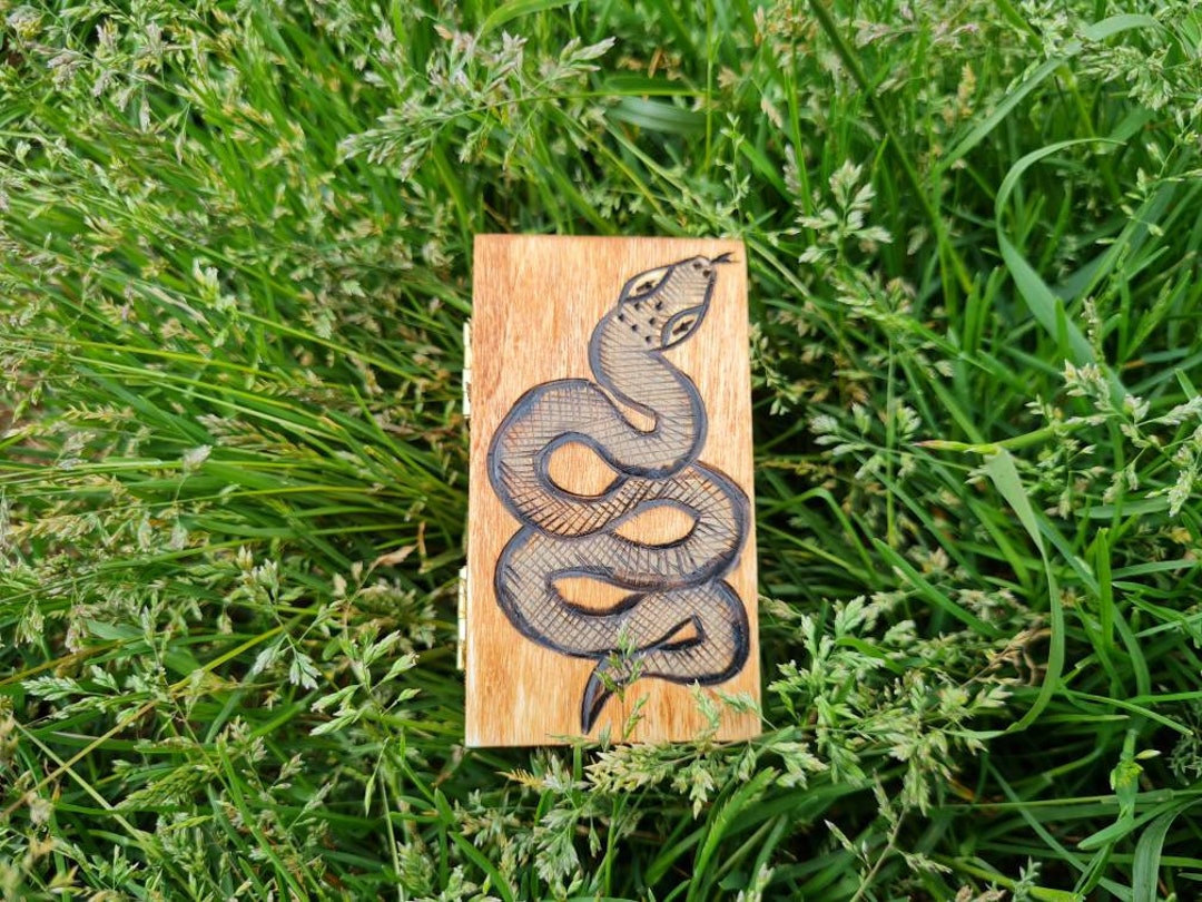 Hand Burnt Original Snake Design Pyrography Small Storage Box - Etsy
