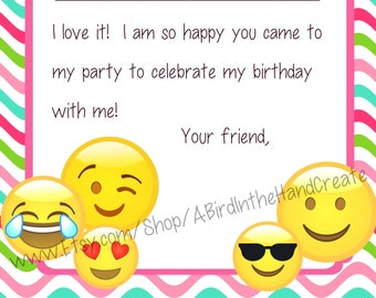 Emoji Thank You Card - Etsy