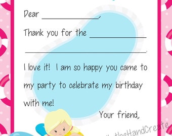 Pool Party Thank You Notes - Etsy
