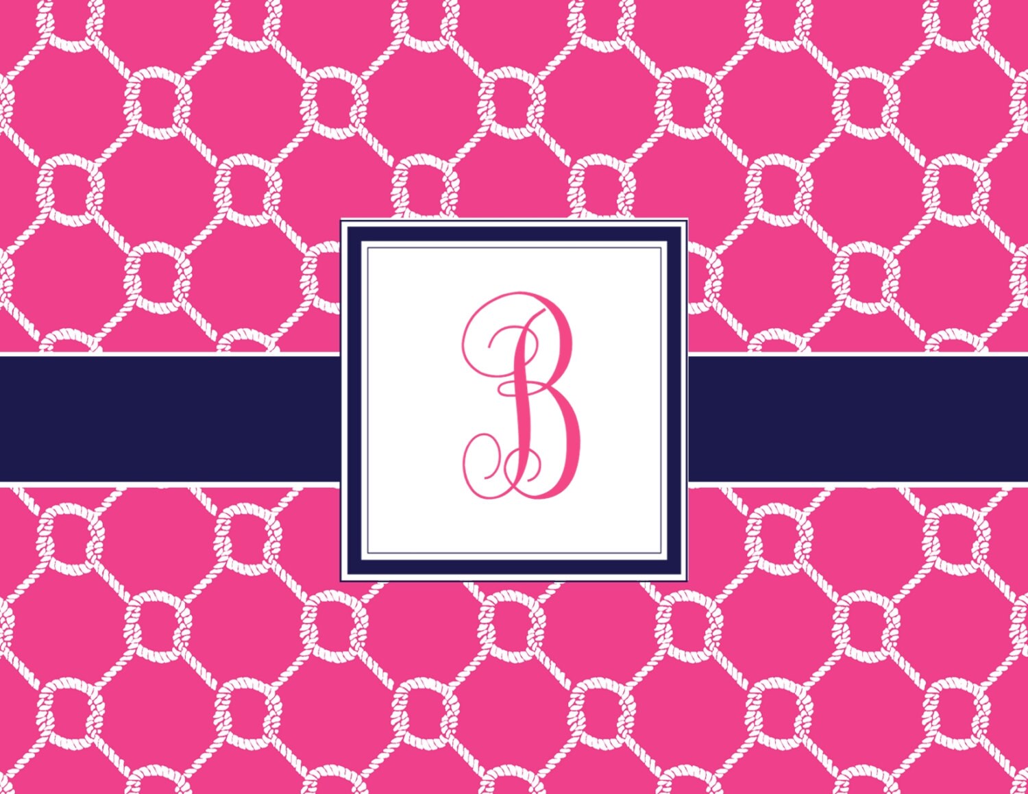 Personalized Nautical Theme Pink and Navy Set of 10 cards w/ | Etsy