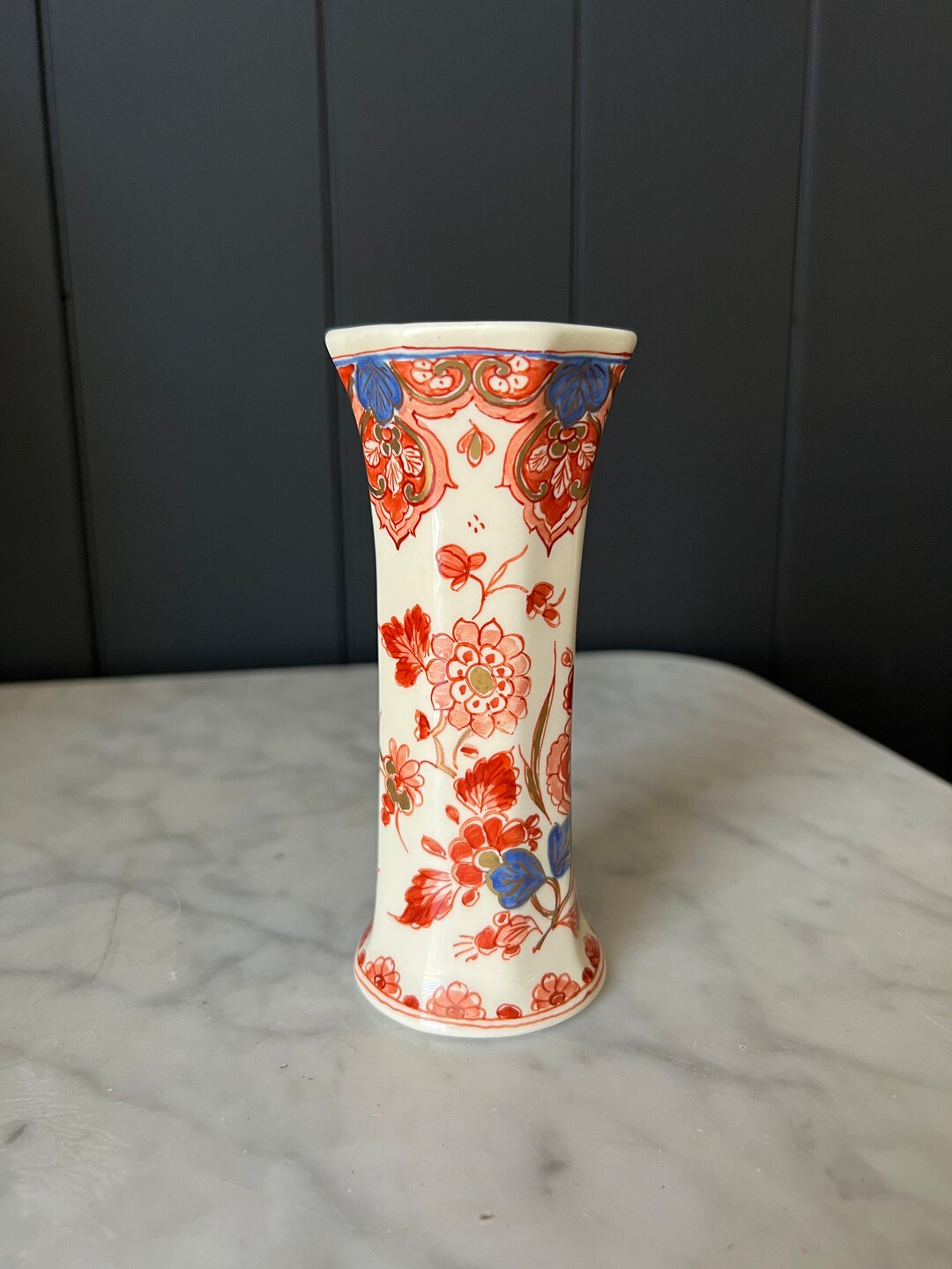 Red Delft Vase Octagon Shaped Vase Small Vintage Delft Vase, Porceleyne ...