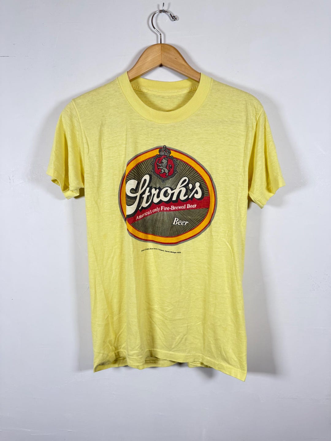 Vintage 1983 Stroh's Beer T-shirt Michigan Americana Graphic Tee ...