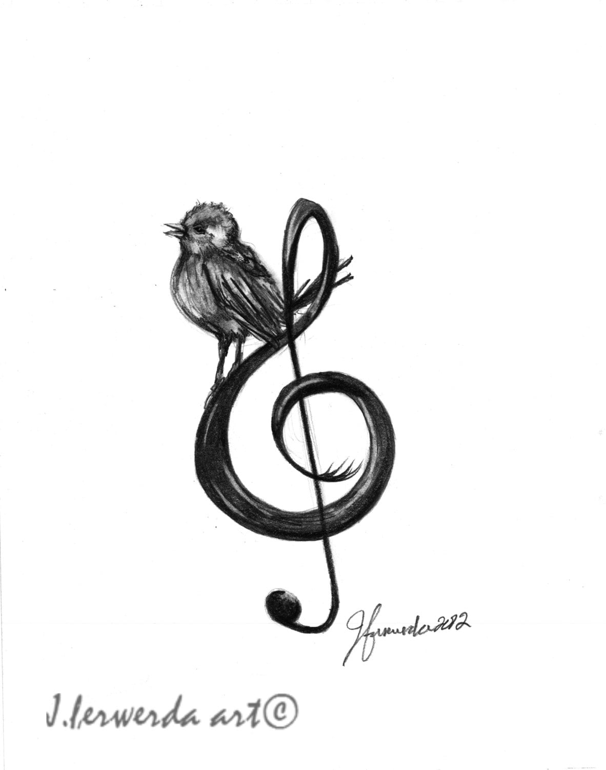 Pencil Drawing Print - Songbird - Day 221 - Etsy