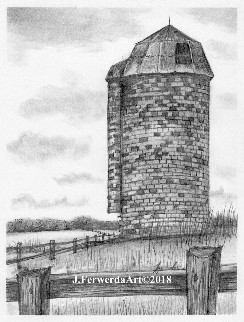 Pencil Drawing Print - Stories of A Silo - Etsy