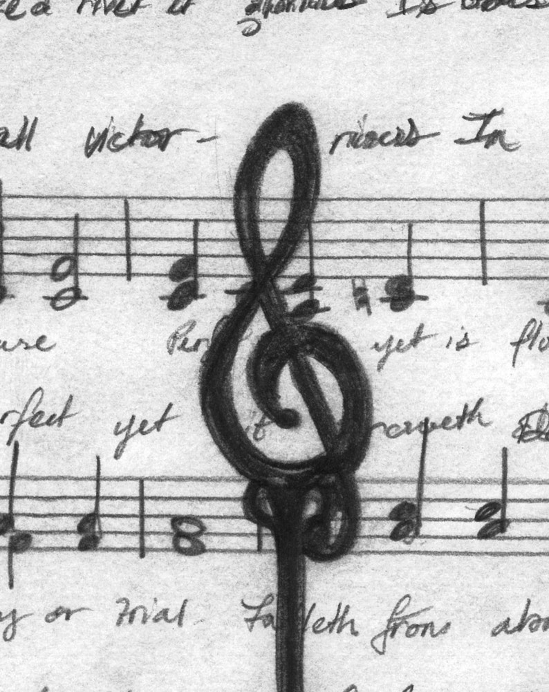 Pencil Drawing Print - Music Speaks - Day 336 - Etsy