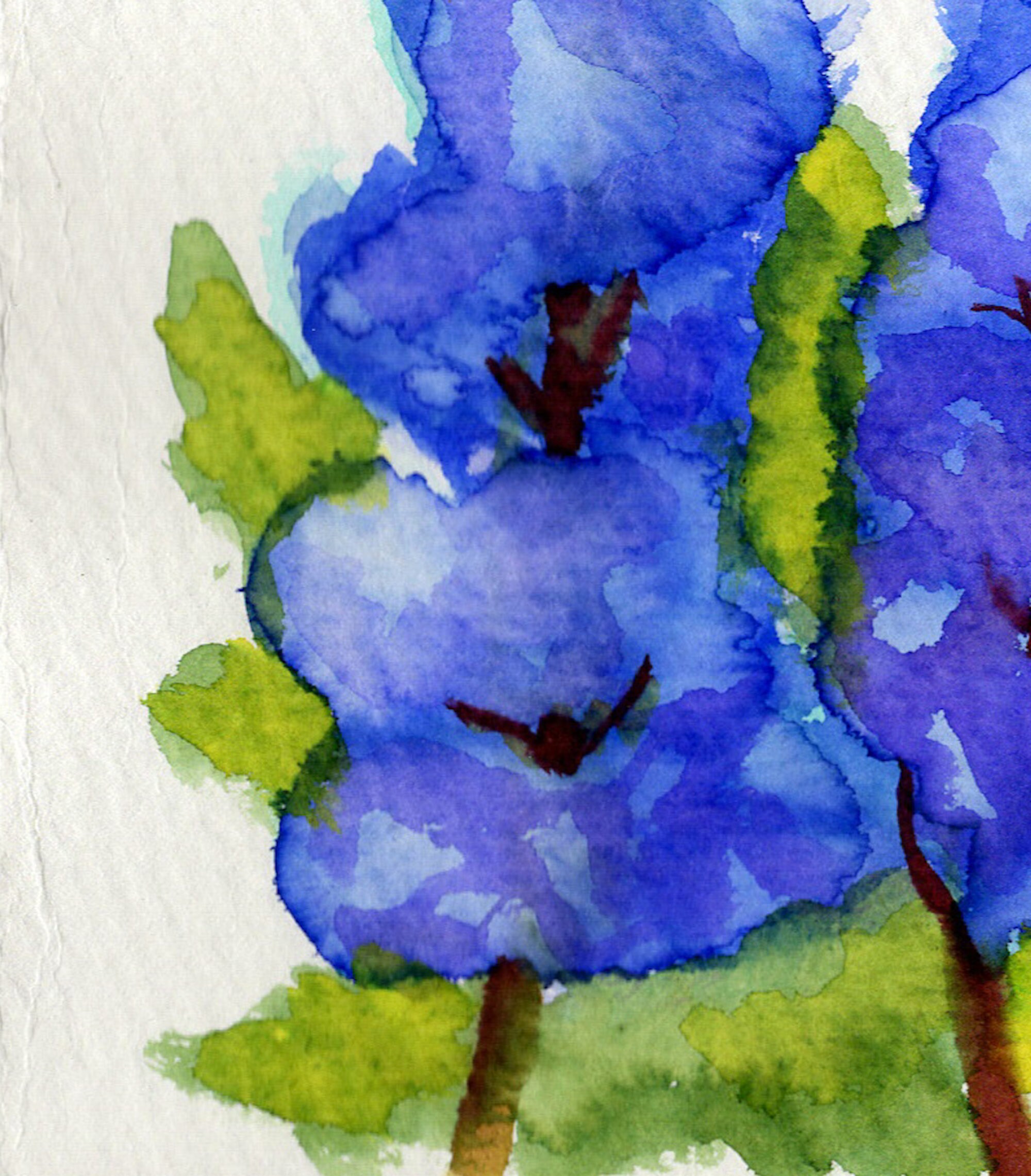 Blue on A Stem Ink on Paper Print - Etsy