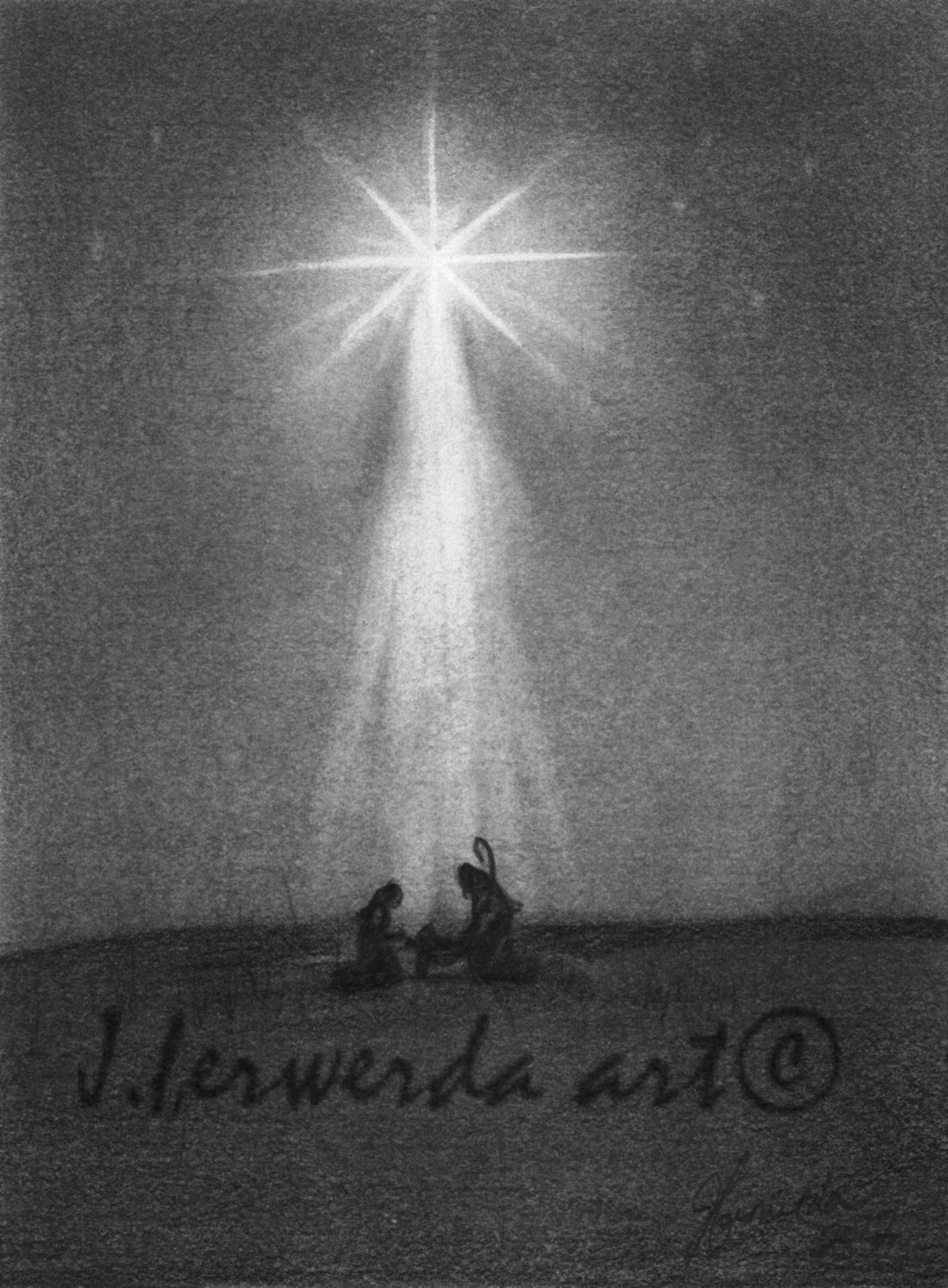 Pencil Drawing Print - Bethlehem's Star - Day 342 - Etsy