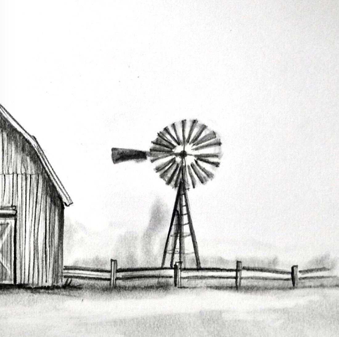 Pencil Drawing Print - Heritage Barn - Etsy