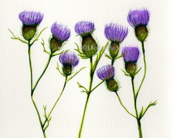 Blue on A Stem Ink on Paper Print - Etsy