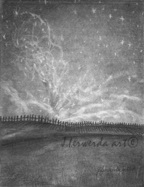Pencil Drawing Print Fond of the Stars Day 247 | Etsy
