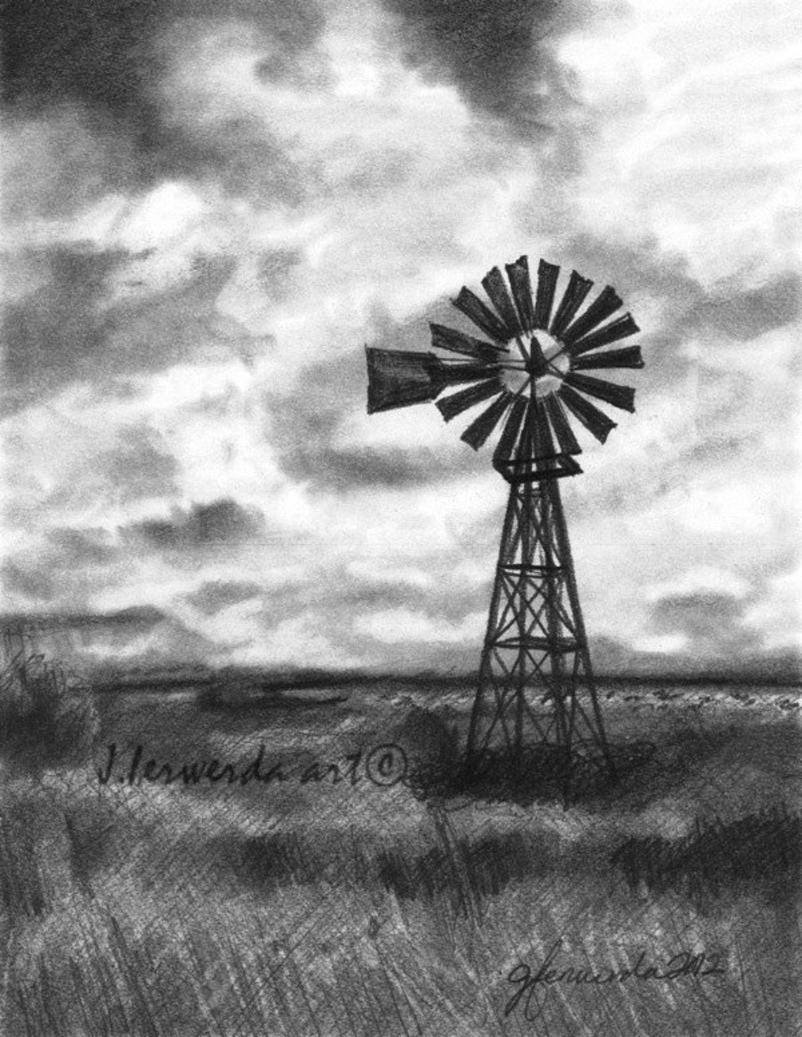 Pencil Drawing Print - Wild Wind and Sunshine - Day 103 - Etsy