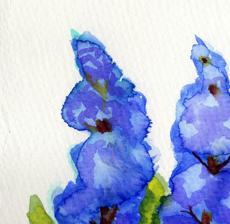 Blue on A Stem Ink on Paper Print - Etsy