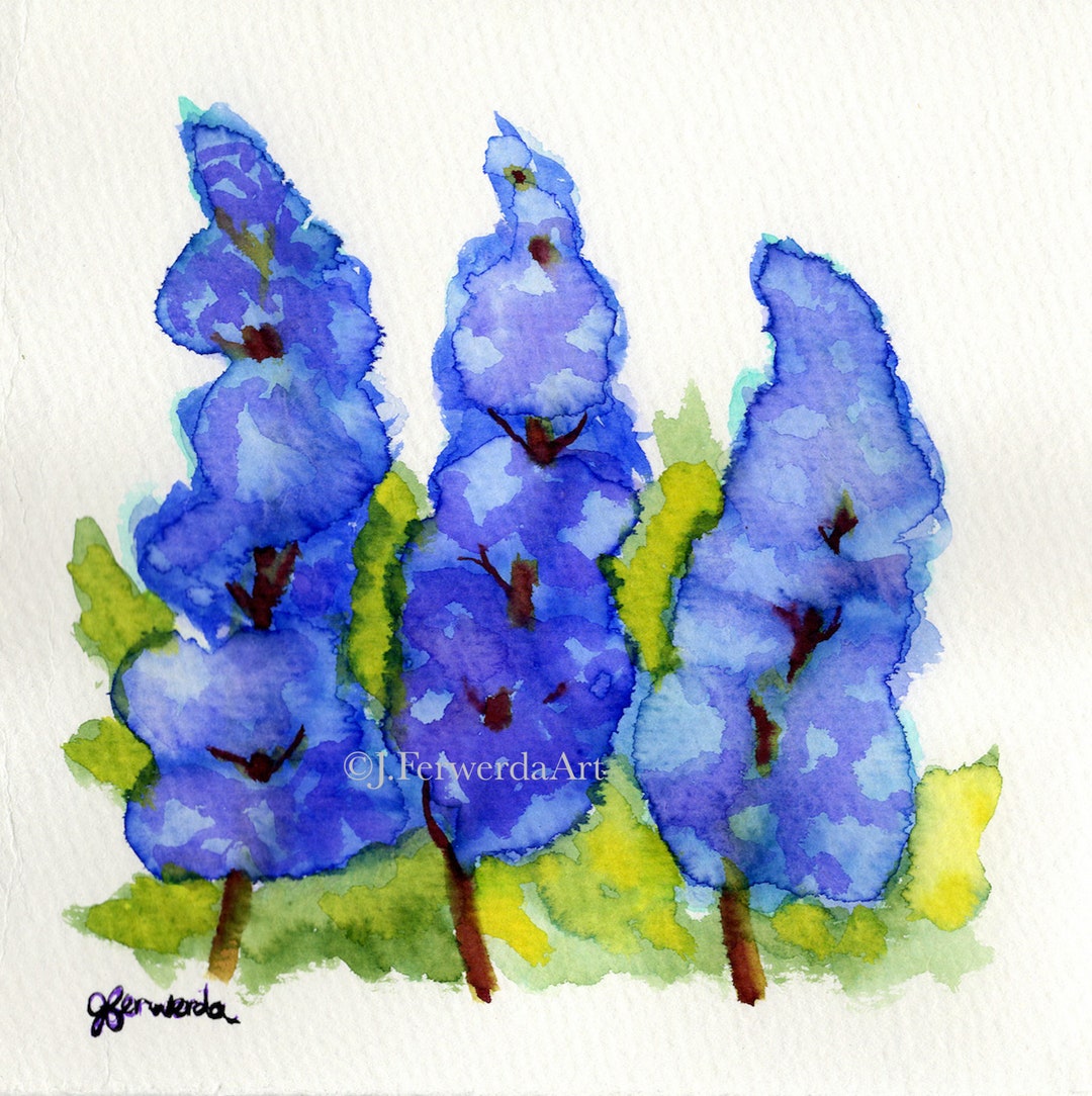 Blue on A Stem - Ink on Paper Print - Etsy