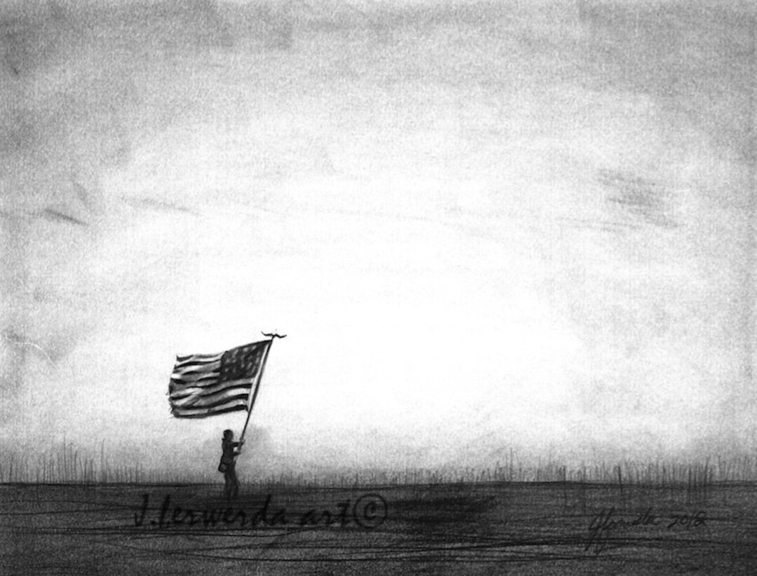 Pencil Drawing Print - Old Glory - Day 293 - Etsy
