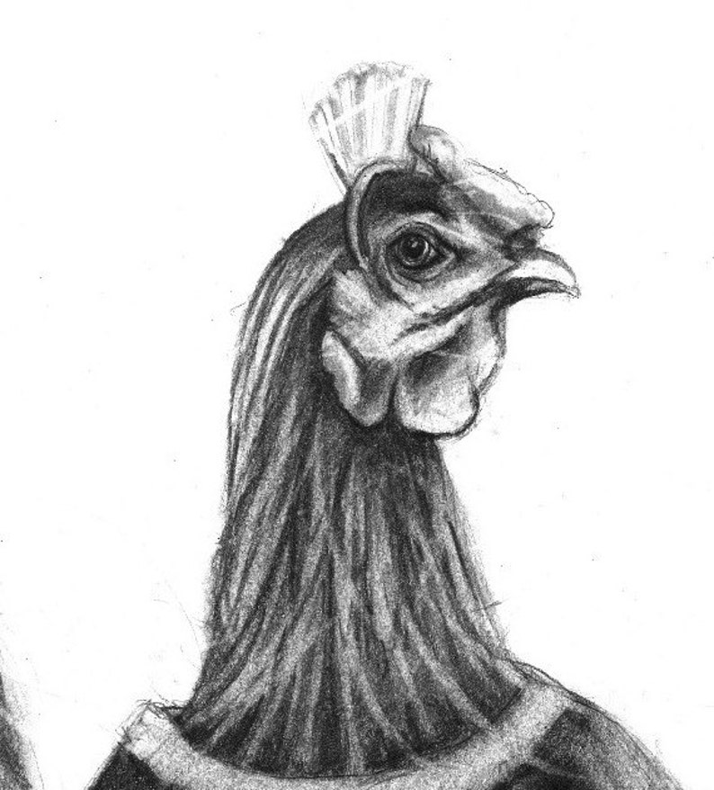 Pencil Drawing Print - Three French Hens - Day 345 - Etsy