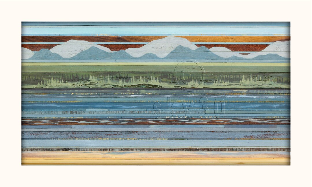 Mountainscape Wood Art PRINT, Modern Rustic Decor, Lake House Artwork ...