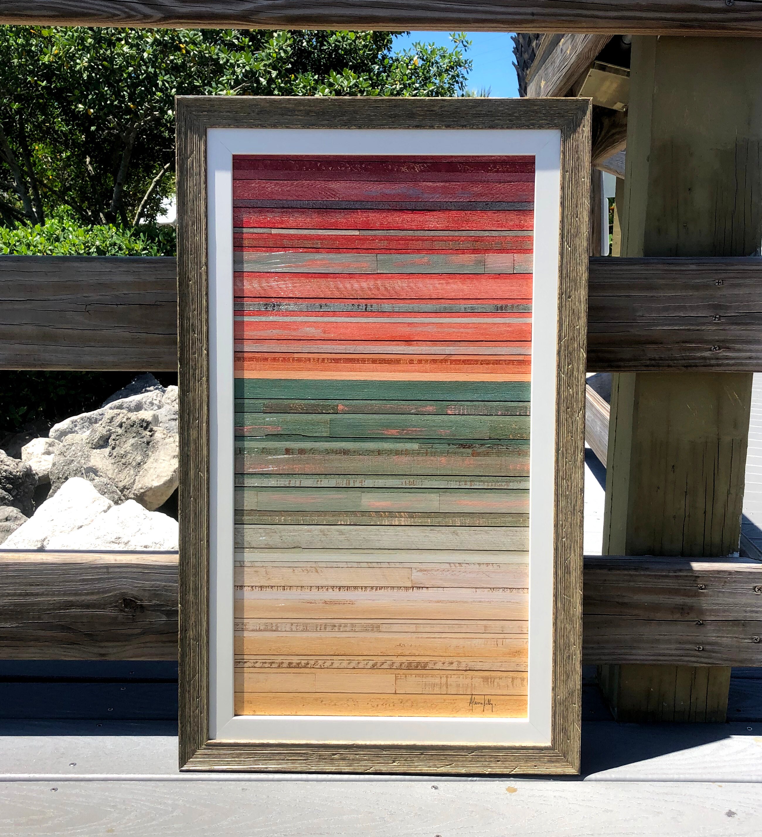 Coastal Framed Wood Art Horizon Print- Sunset, Modern Beach Decor ...