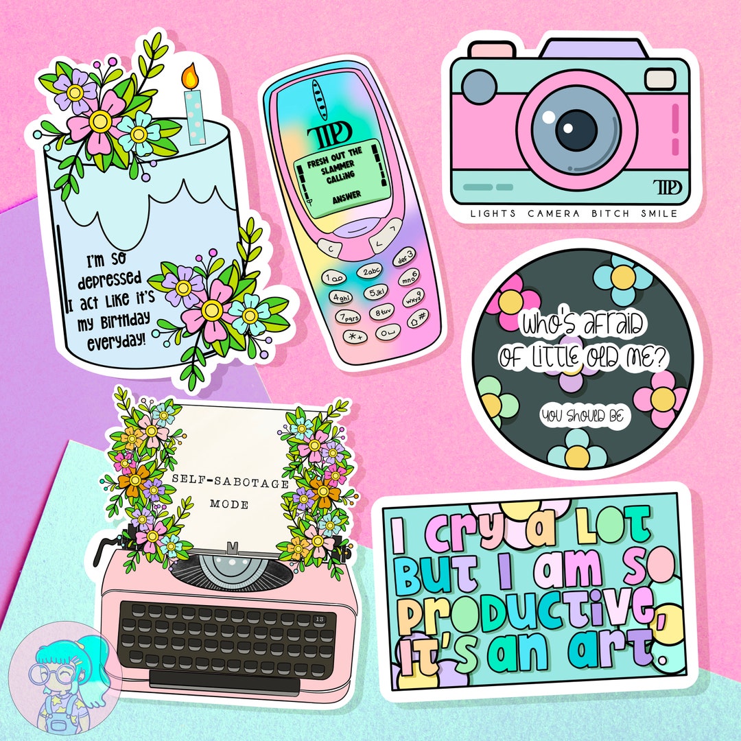 The Tortured Poets De Kiss Cut Vinyl Sticker Set, TTPD Stickers ...