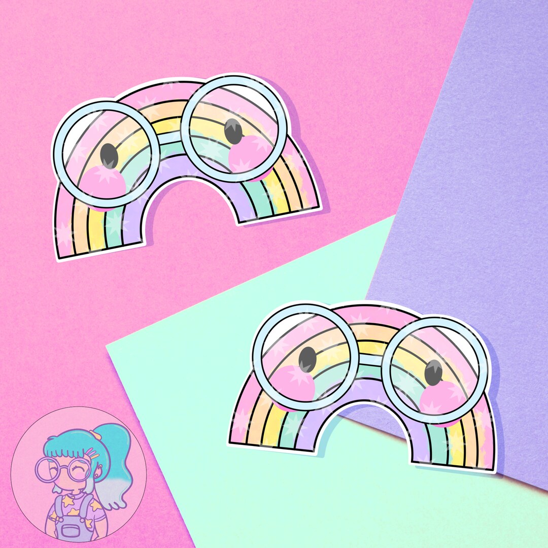Pastel Rainbow Glitter Sticker, Rainbow Sticker, Positive Sticker ...