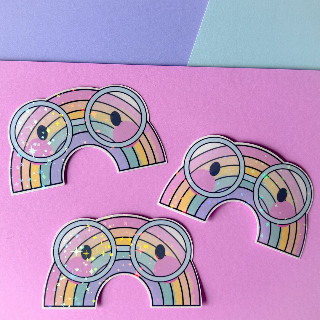 Pastel Rainbow Glitter Sticker Rainbow Sticker Positive - Etsy