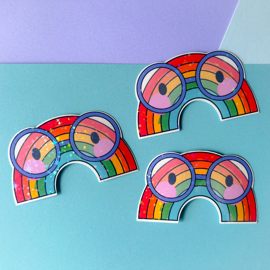 Bright Rainbow Glitter Sticker Rainbow Sticker Positive - Etsy