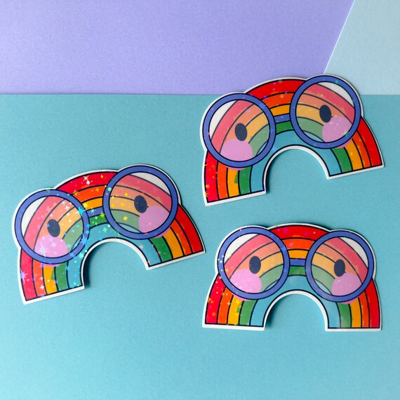 Bright Rainbow Glitter Sticker Rainbow Sticker Positive - Etsy