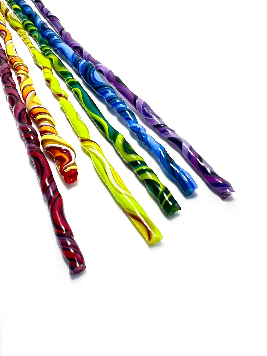 Whacky Rainbow Twistie Canes Bullseye Glass Lampwork Fusing Fusible ...