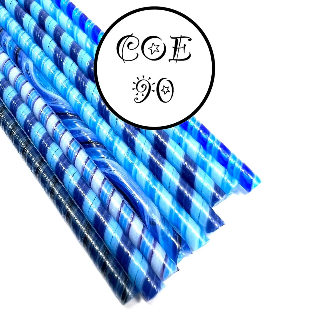COE 90 Hollow Blue Bullseye Glass Twisties - Moonset Glass Studio ...