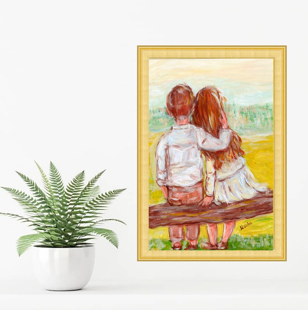 Sister and Brother Painting Print Original Art Family Artwork Gift for ...
