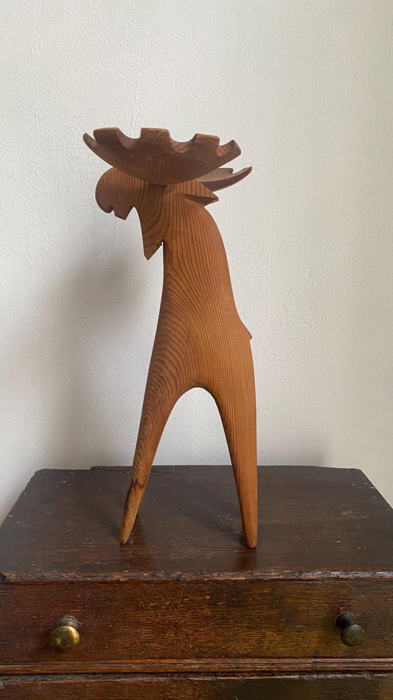 1950s Swedish Wood Carving Moose Elk by Kalle Berglund Retro Antique ...