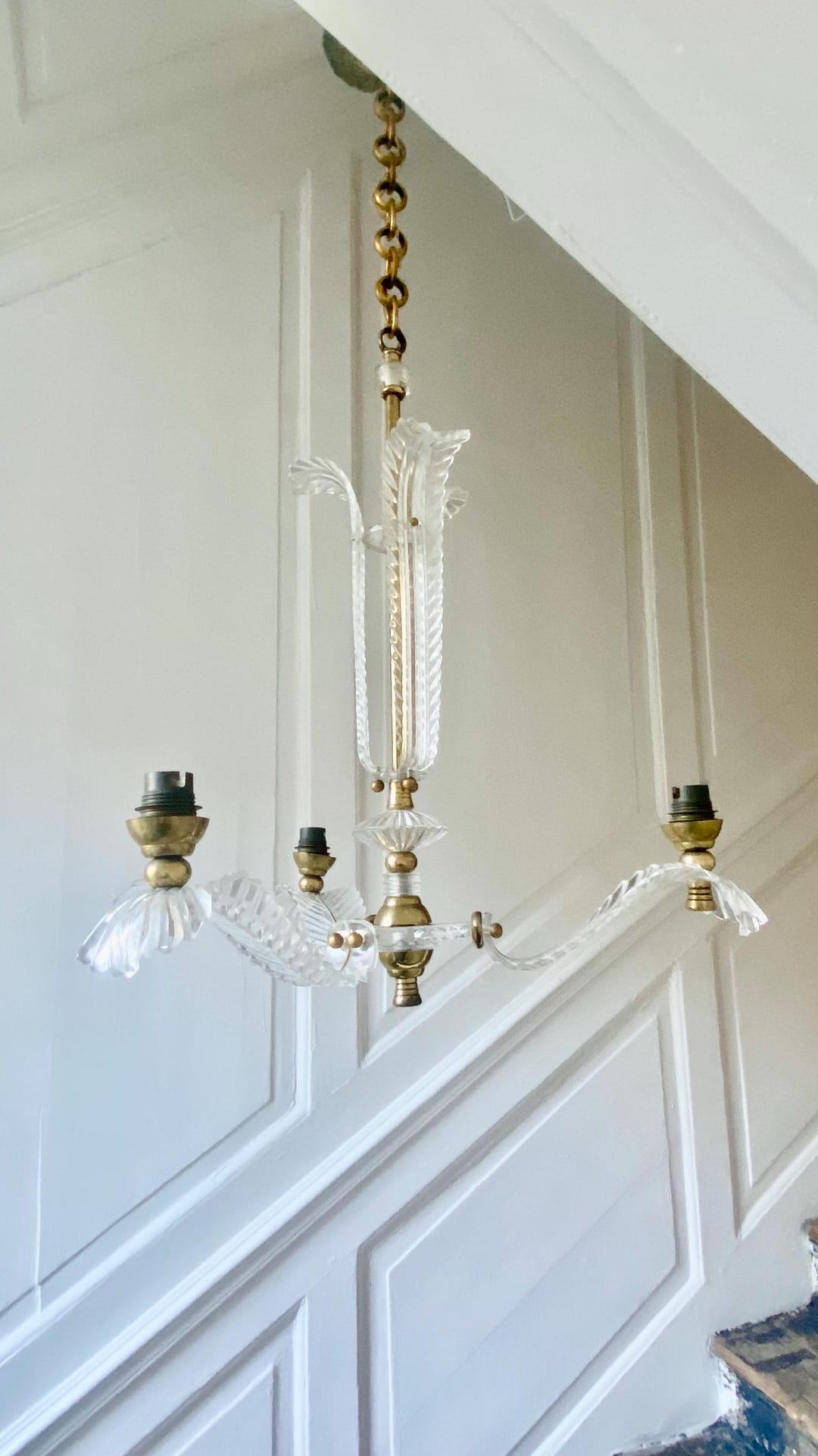 Antique Venezian Style Chandelier Brass Perspex 1940s Mid Century ...
