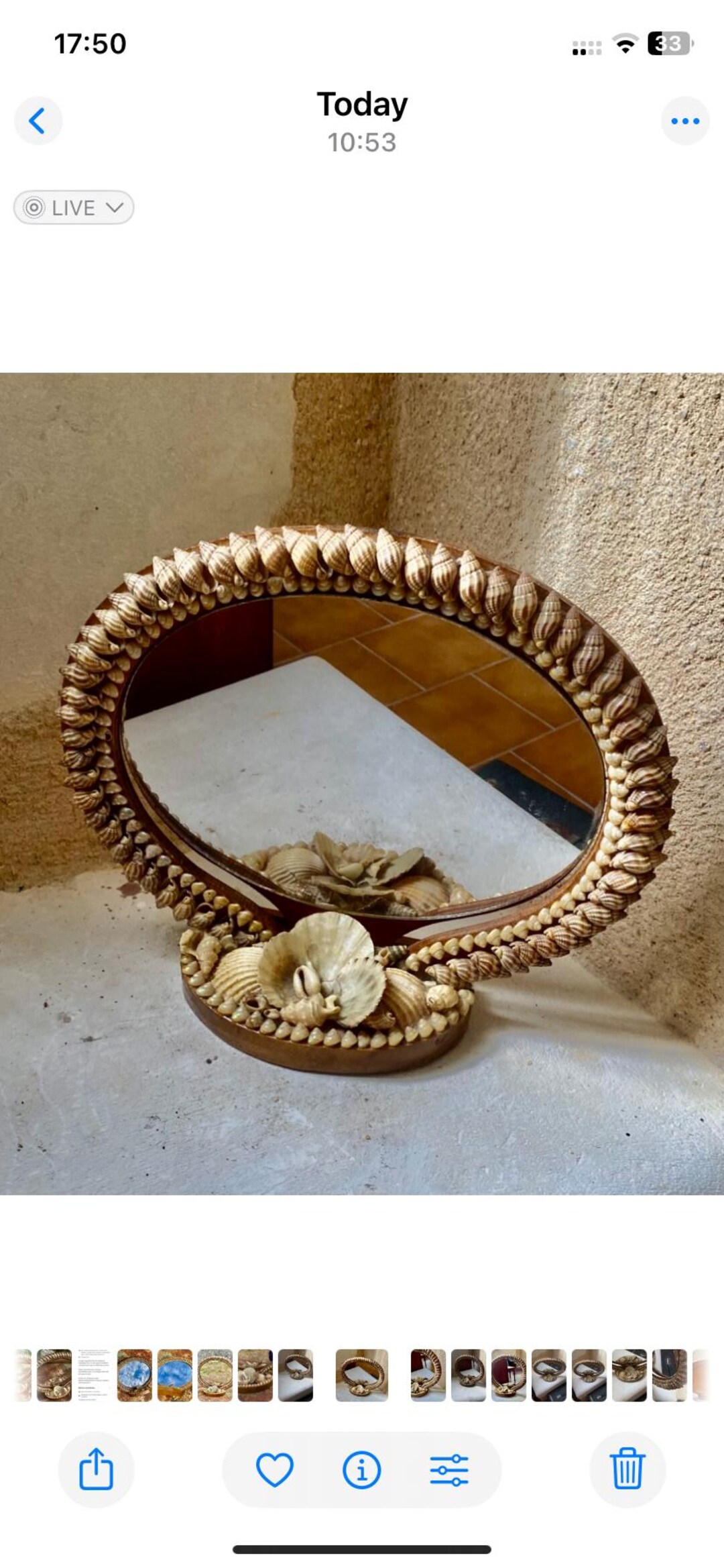 Antique French Shell Mirror Vanity Mirror Seashell Vintage Decor 1950s ...