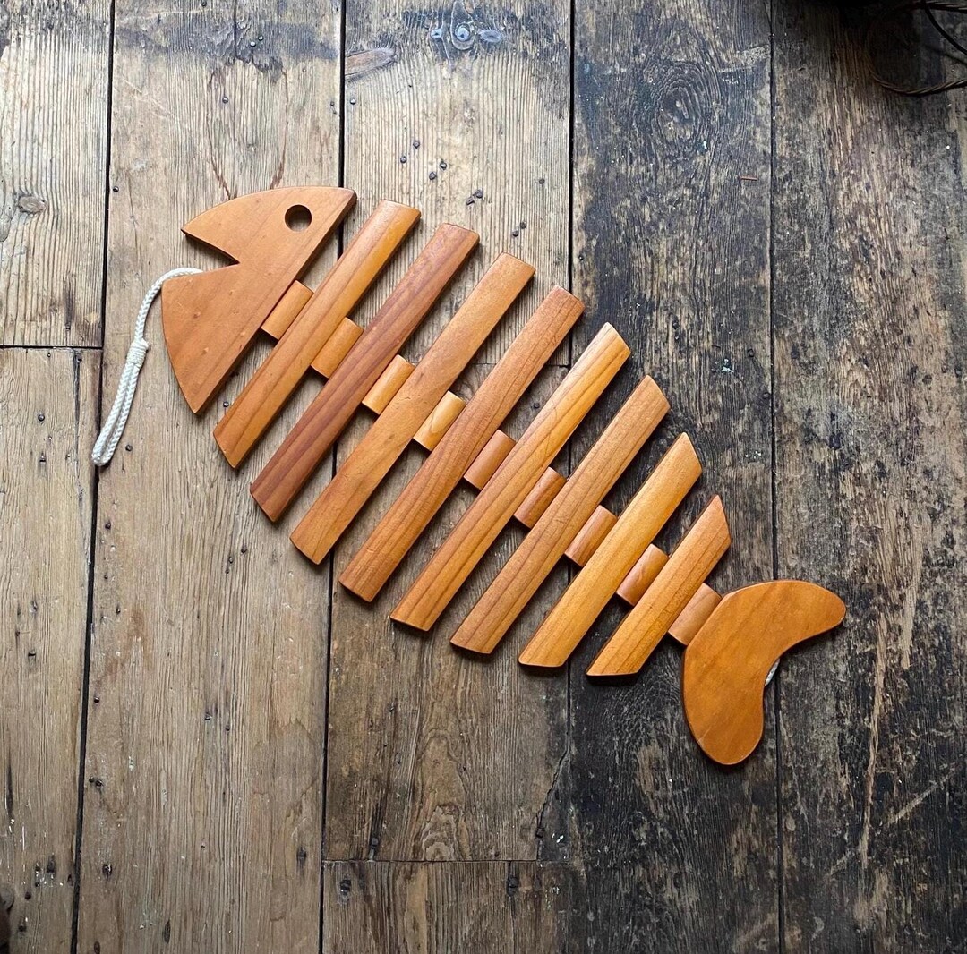 Wood Whimsical Mid-century Modern Fish Trivet Danish Scandinavian ...