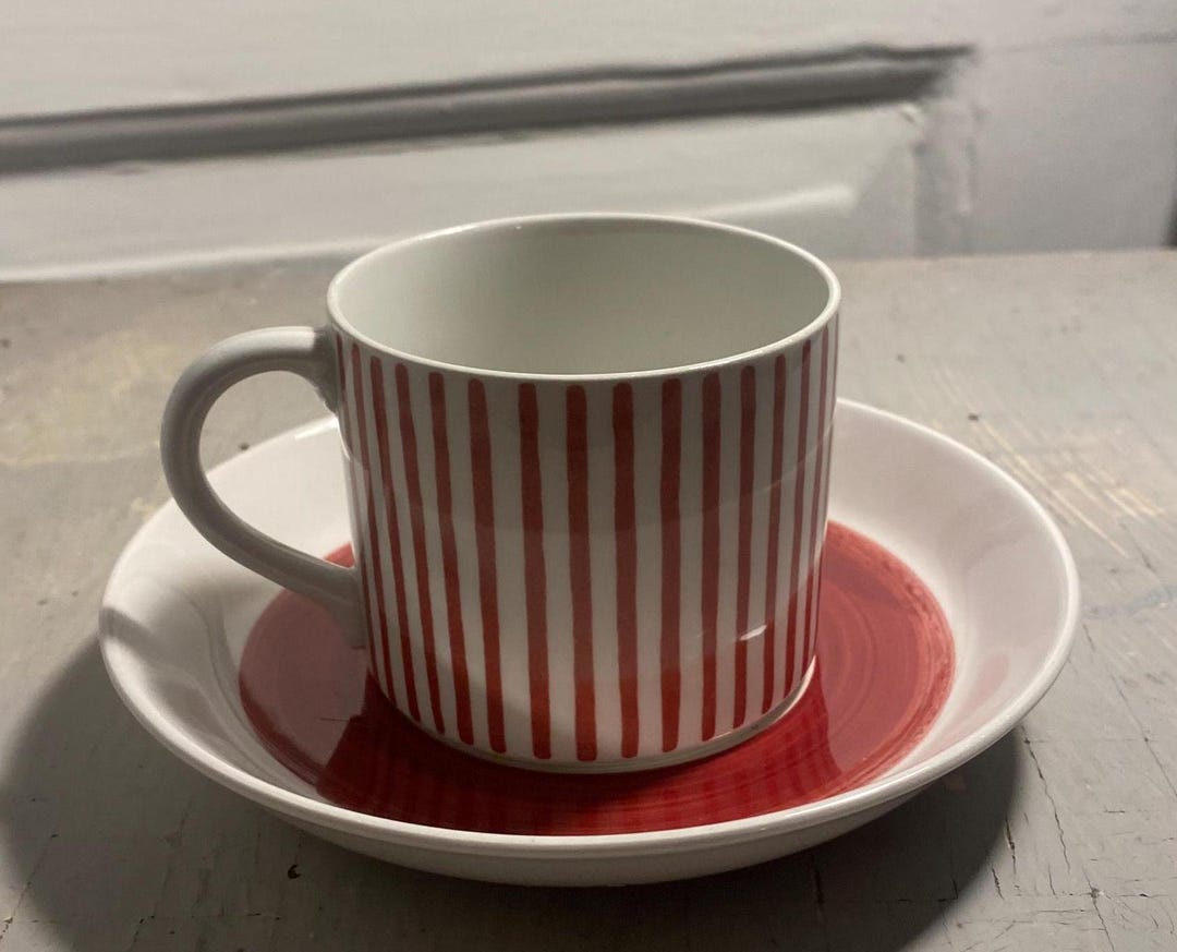Vintage Rörstrand Kadett Cup & Saucer: Red Striped Swedish Design - Etsy