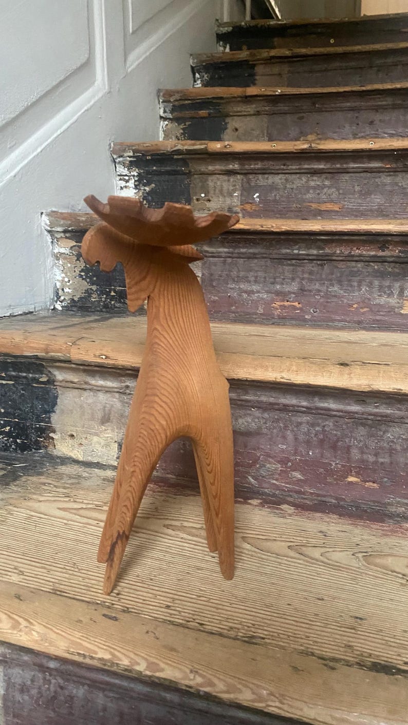 1950s Swedish Wood Carving Moose Elk by Kalle Berglund Retro Antique ...