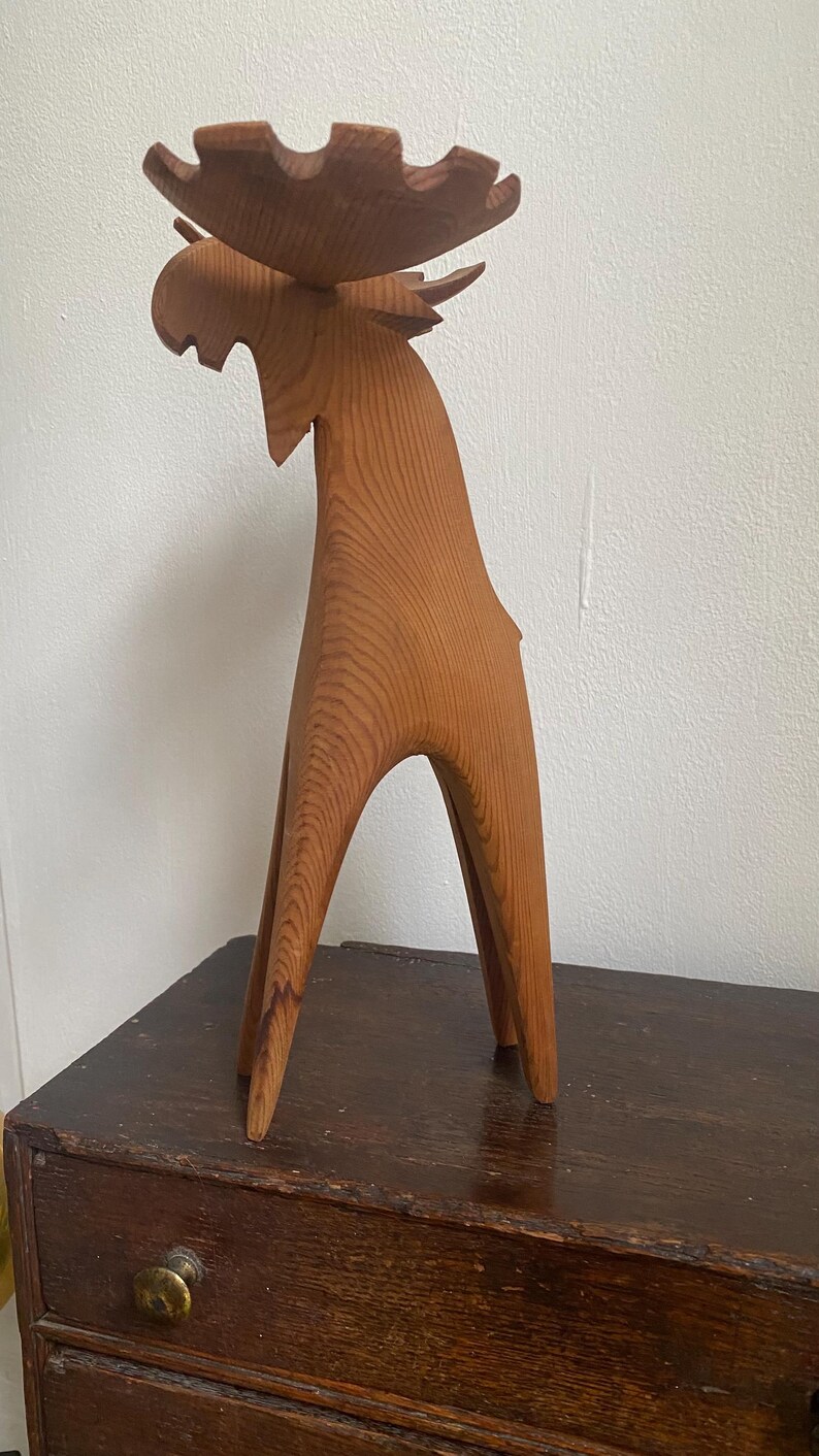 1950s Swedish Wood Carving Moose Elk by Kalle Berglund Retro Antique ...
