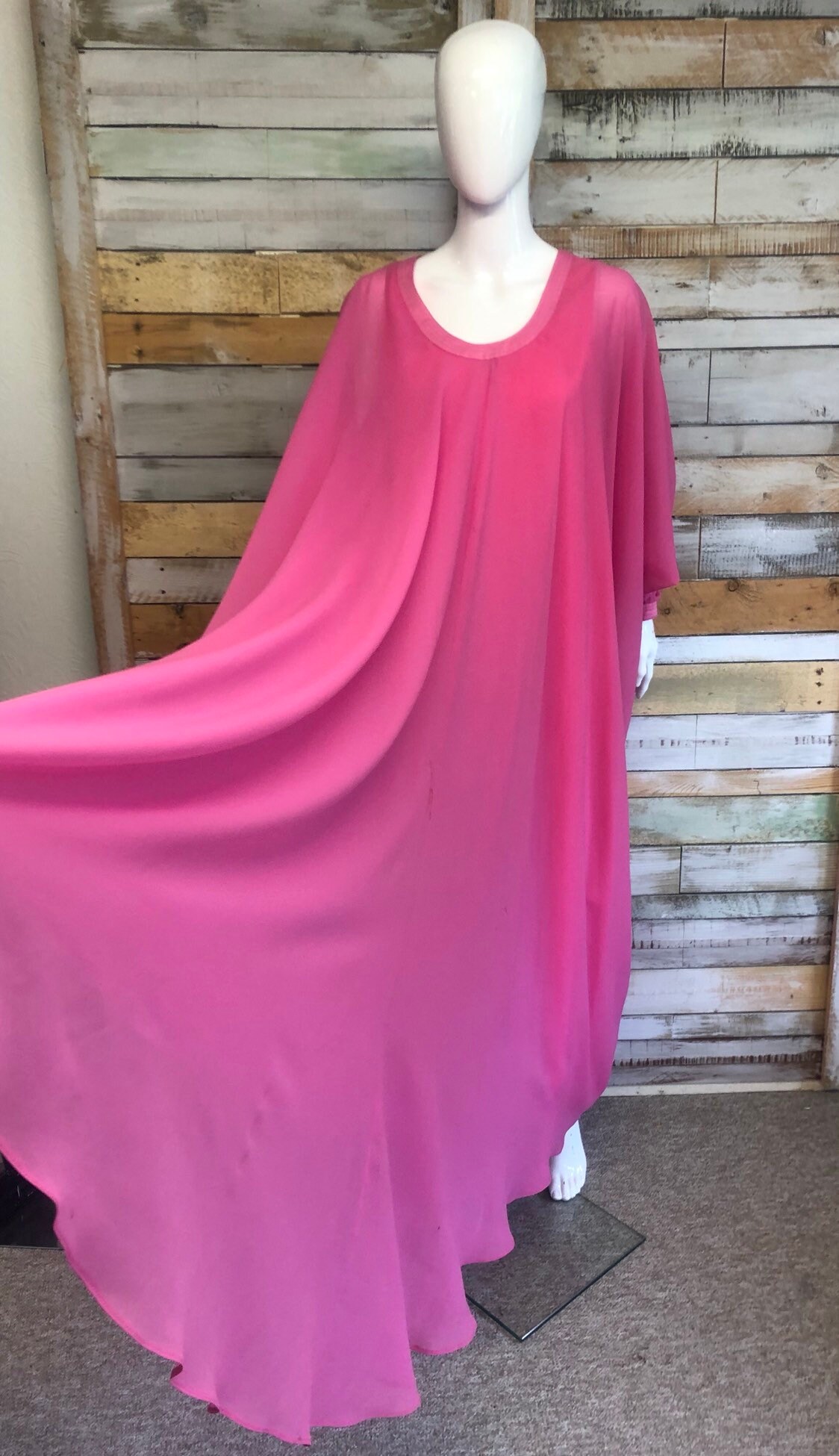 Vintage Yuki for Rembrandt Shocking Pink 1970's Designer Maxi Dress ...
